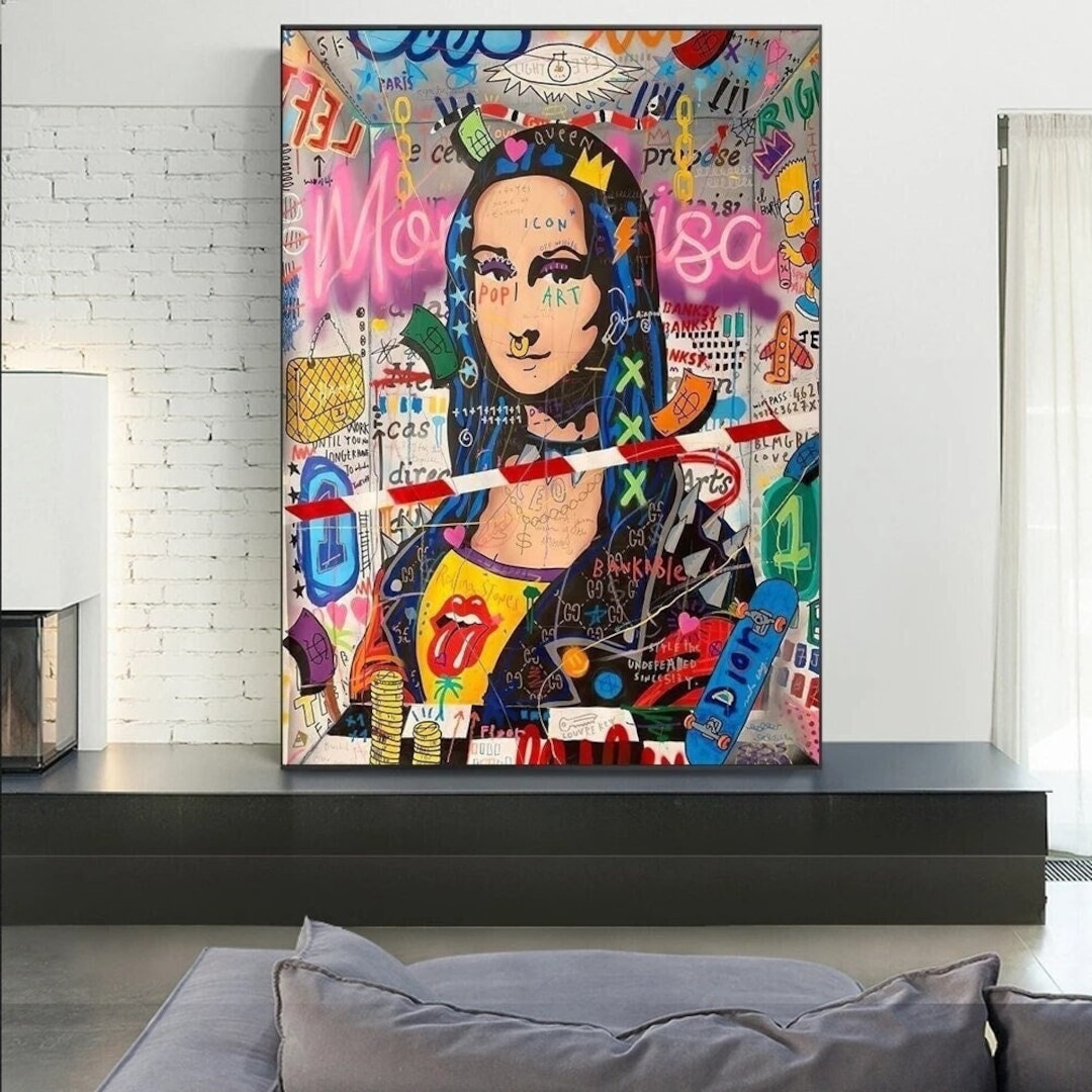 Famous Mona Lisa Graffiti Canvas Print Pop Art Wall Decor for Home and ...