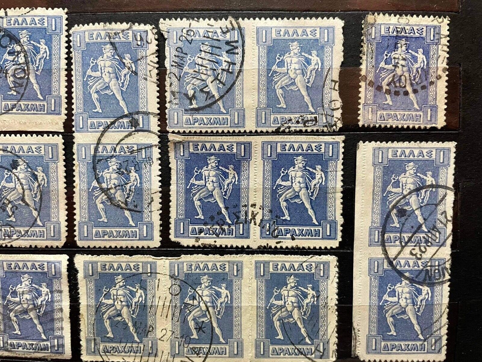 Greece Mythological Figures, 1911-1921, 1 Drachma, Blue, Lot of 24 Used ...