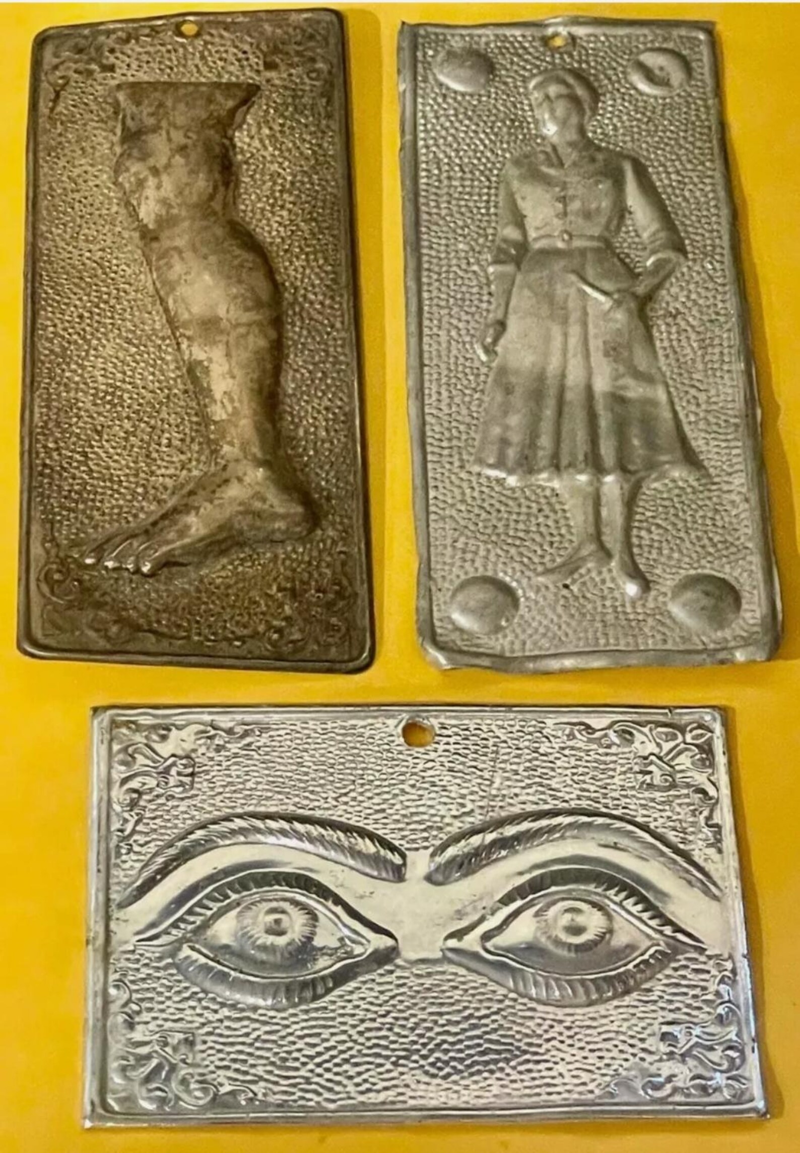 Antique Greek TAMATA TAMA Ex VOTO Lot of 3 Different Orthodox ...