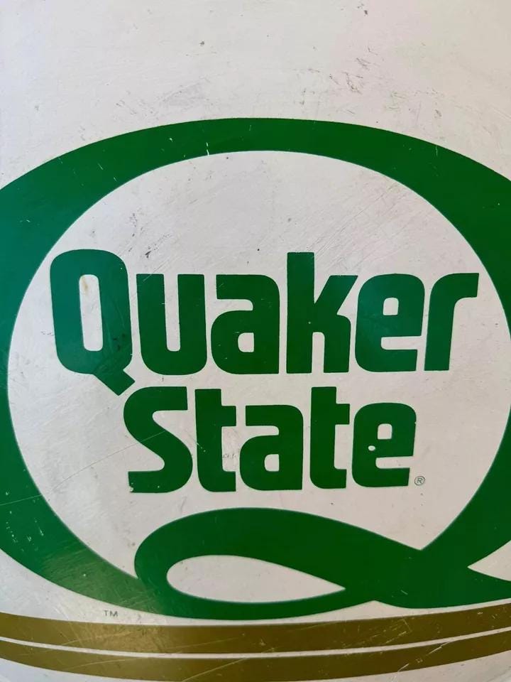 Vintage Advertising QUAKER STATE MOTOR Oil Gas Station 3D Bubble Button ...