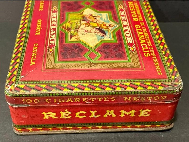 Vintage Cigarettes Empty Tin Litho NESTOR GIANACLIS Reclame, Egypt 1910 ...