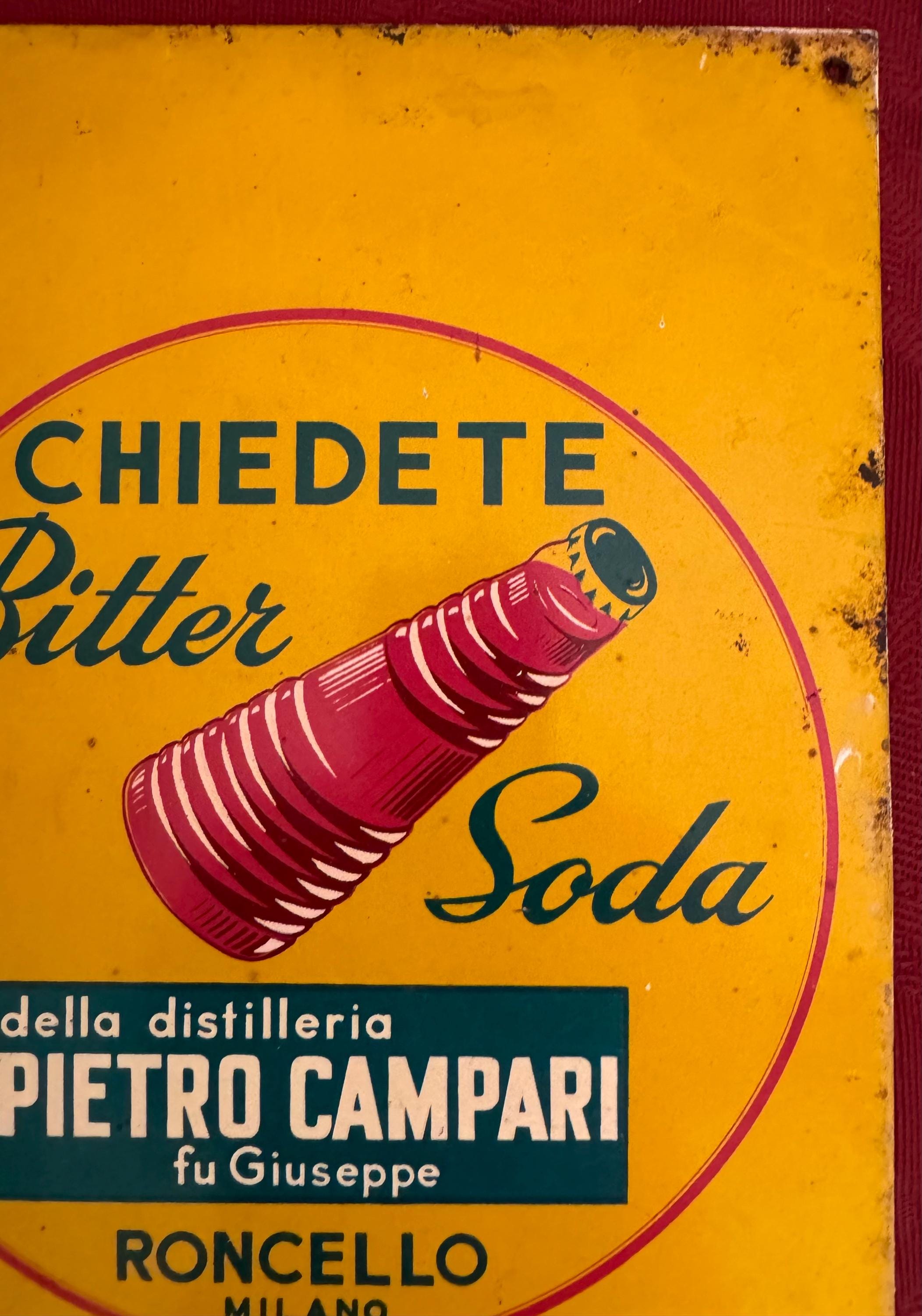 Vintage CAMPARI Tin Metal Sign CHIEDETE BITTER Soda Pietro Campari ...