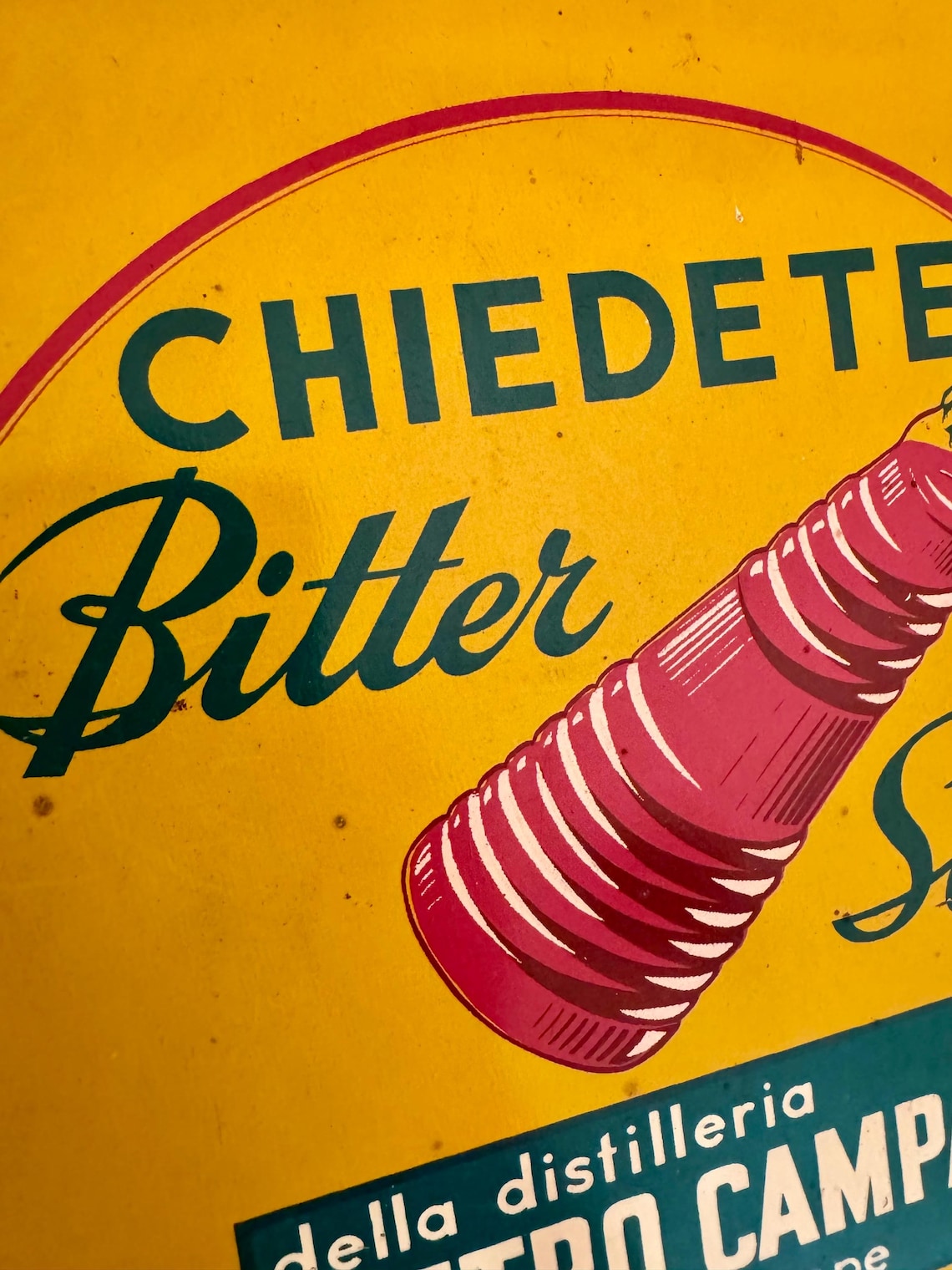Vintage CAMPARI Tin Metal Sign CHIEDETE BITTER Soda Pietro Campari ...