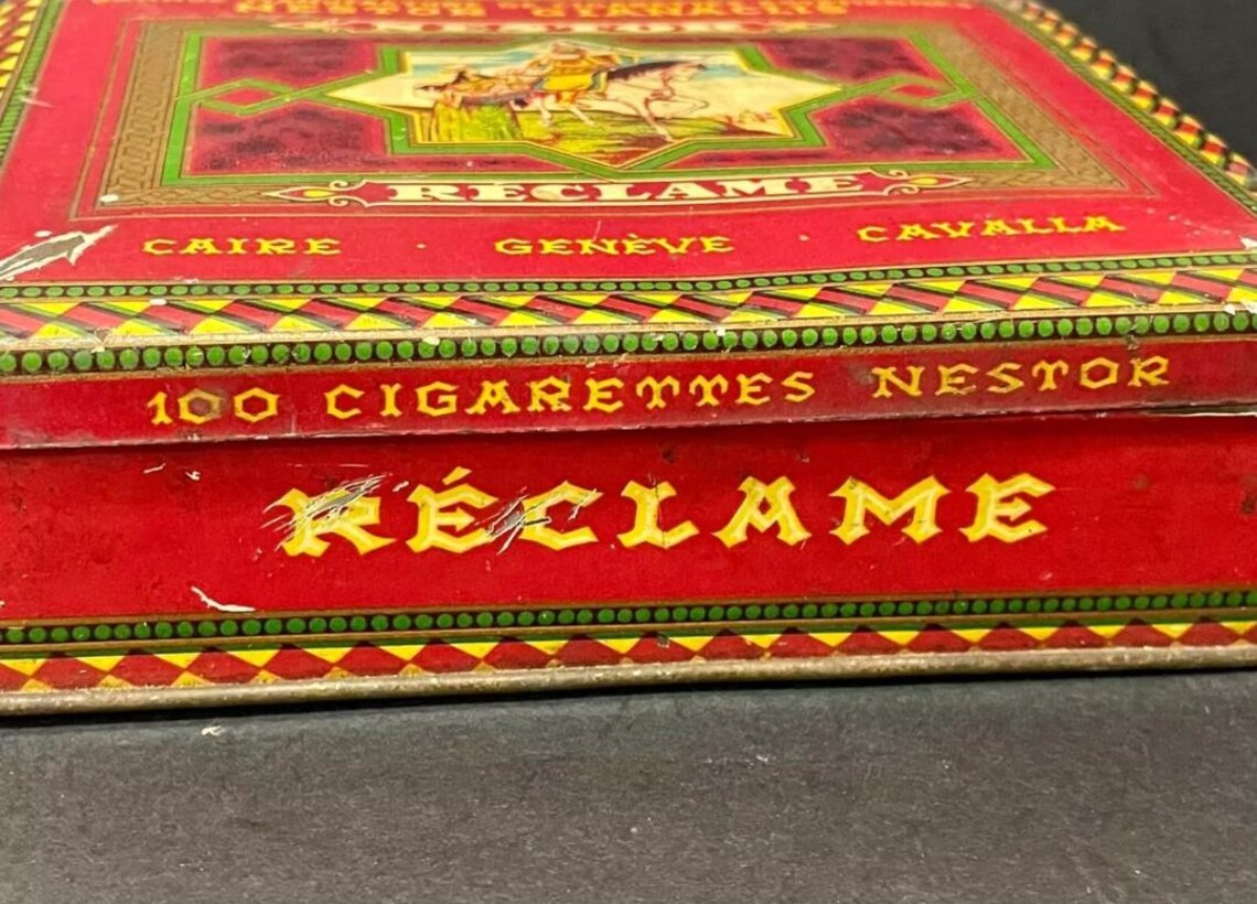 Vintage Cigarettes Empty Tin Litho NESTOR GIANACLIS Reclame, Egypt 1910 ...