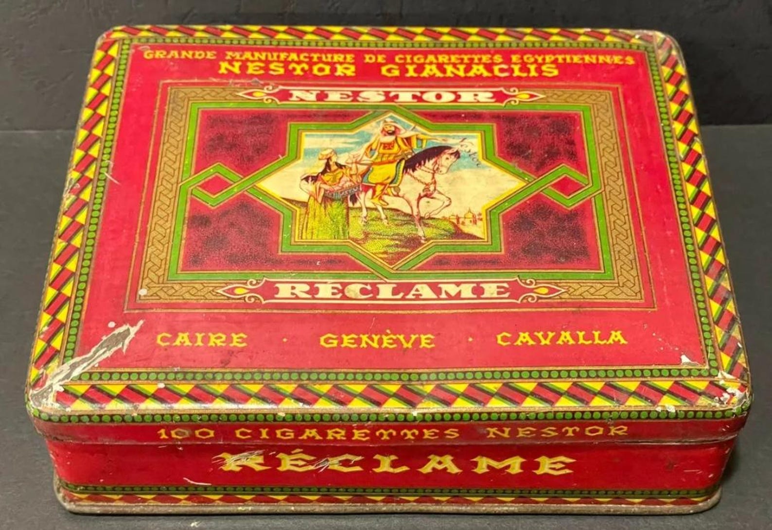 Vintage Cigarettes Empty Tin Litho NESTOR GIANACLIS Reclame, Egypt 1910 ...