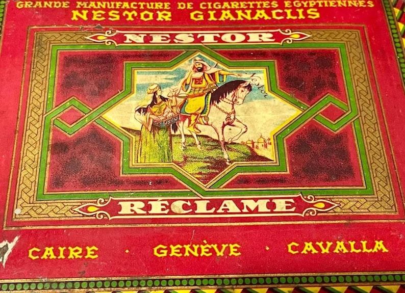Vintage Cigarettes Empty Tin Litho NESTOR GIANACLIS Reclame, Egypt 1910 ...