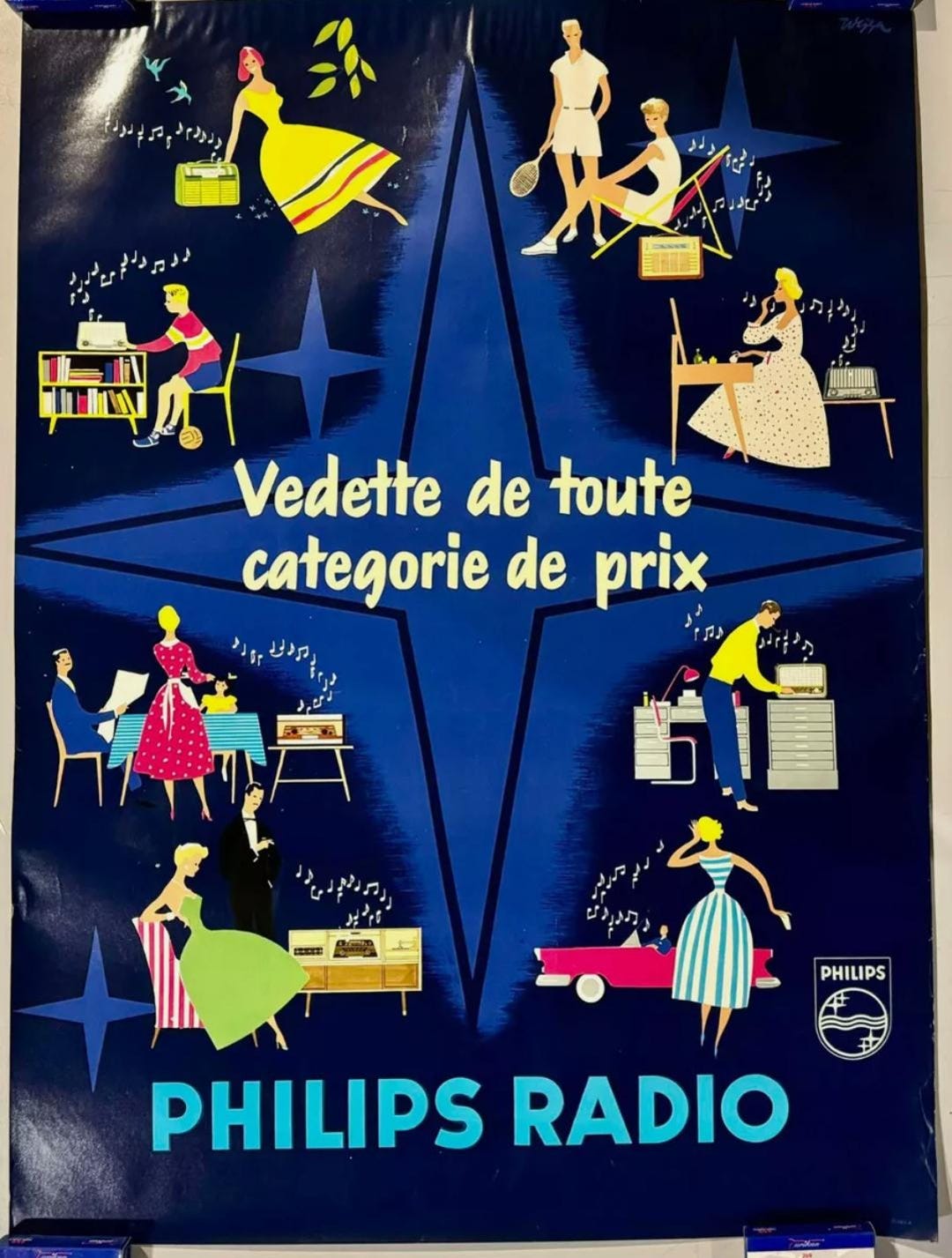 Original Vintage PHILIPS RADIO Advertising Poster 1960’s Vendette De ...