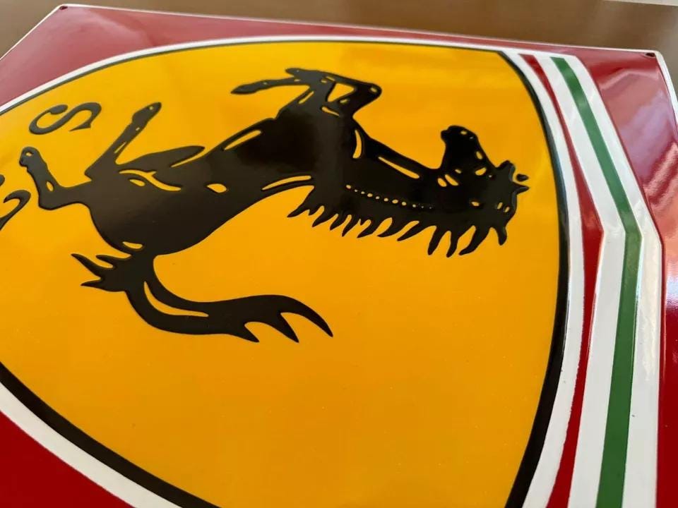 Vintage FERRARI Enamel Porcelain Metal Advertising Sign 40x50cm - Etsy