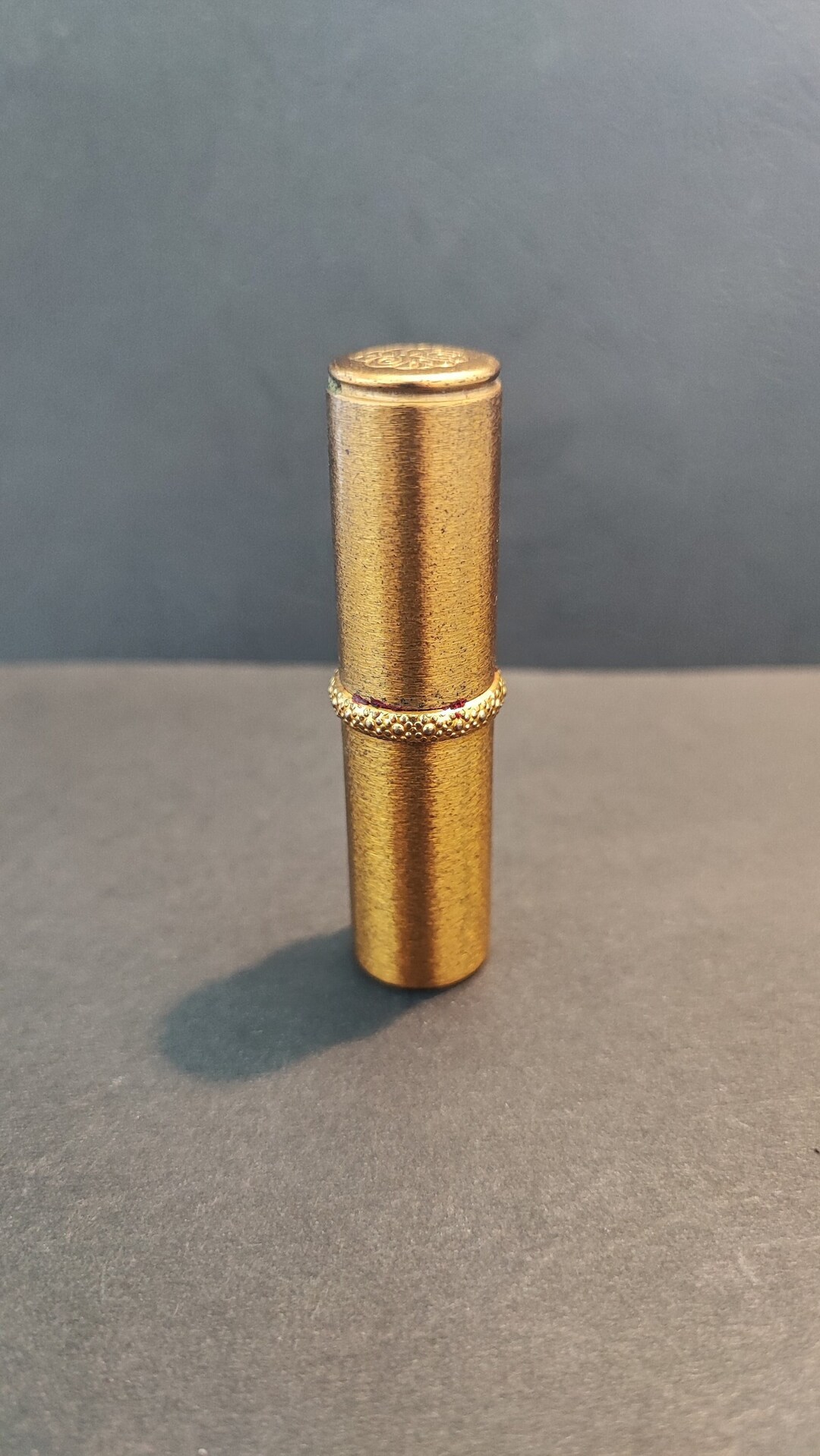 Vintage REVLON Goldtone Metal Lipstick Tube Decorated Case Holder used ...