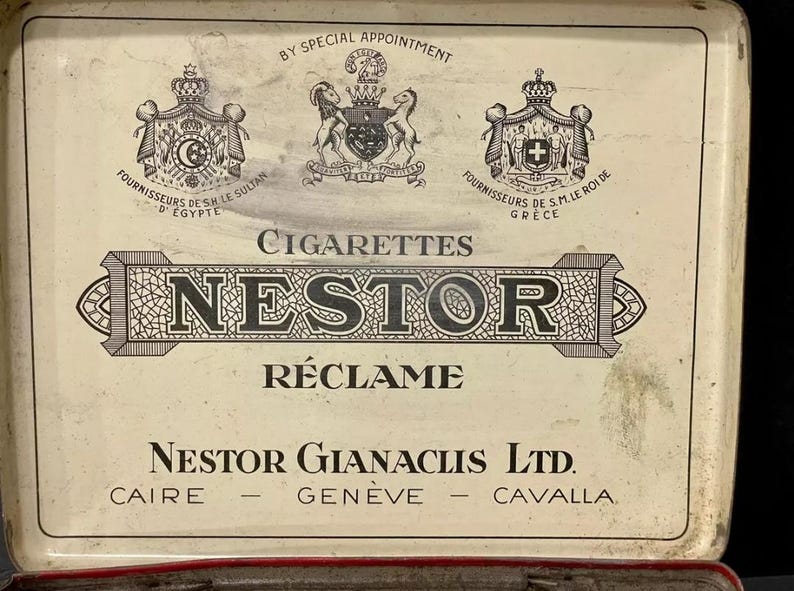Vintage Cigarettes Empty Tin Litho NESTOR GIANACLIS Reclame, Egypt 1910 ...