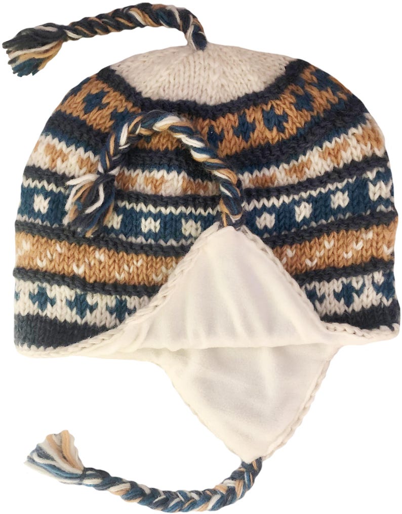 Sherpa Hats With Ear Flaps and Fleece Lining, Hand Knitted From Nepal ...