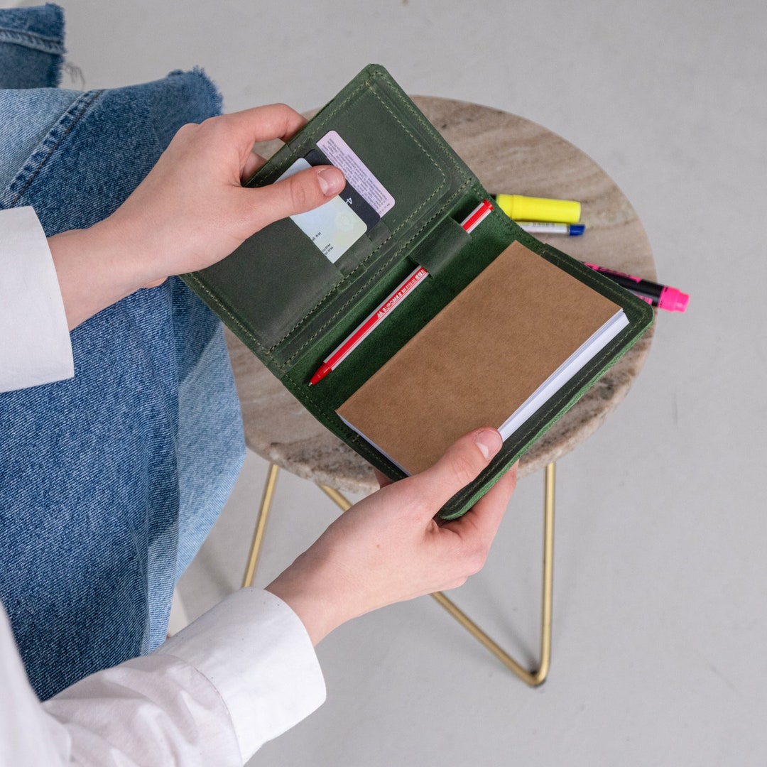 Leather Notebook Cover A6, Small Notebook Cover, Leather Field Notes ...