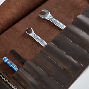 Personalized Leather Tool Roll Organizer, Custom Leather Tool Pouch, Leather Tool Storage ...