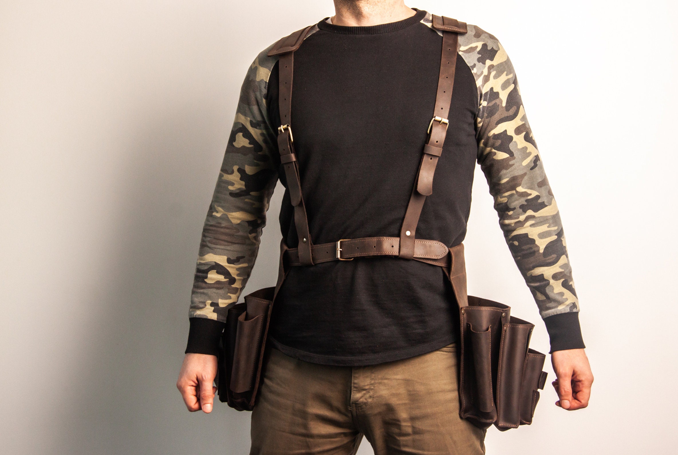 Professional Carpenter Leather Tool Belt,tool Belt With Suspenders,tool ...