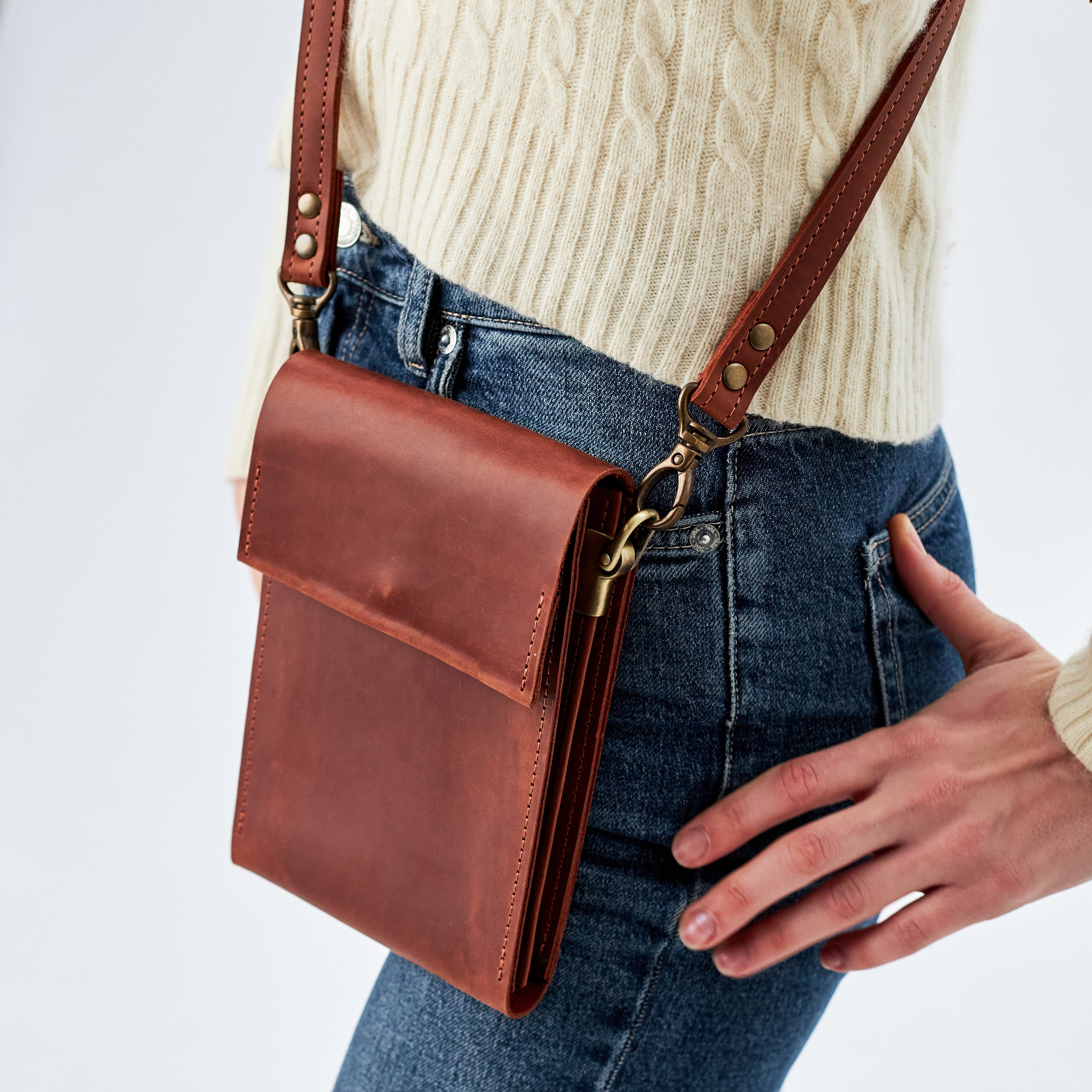 Leather Phone Pouchleather Phone Bagphone Sling Bagcell - Etsy