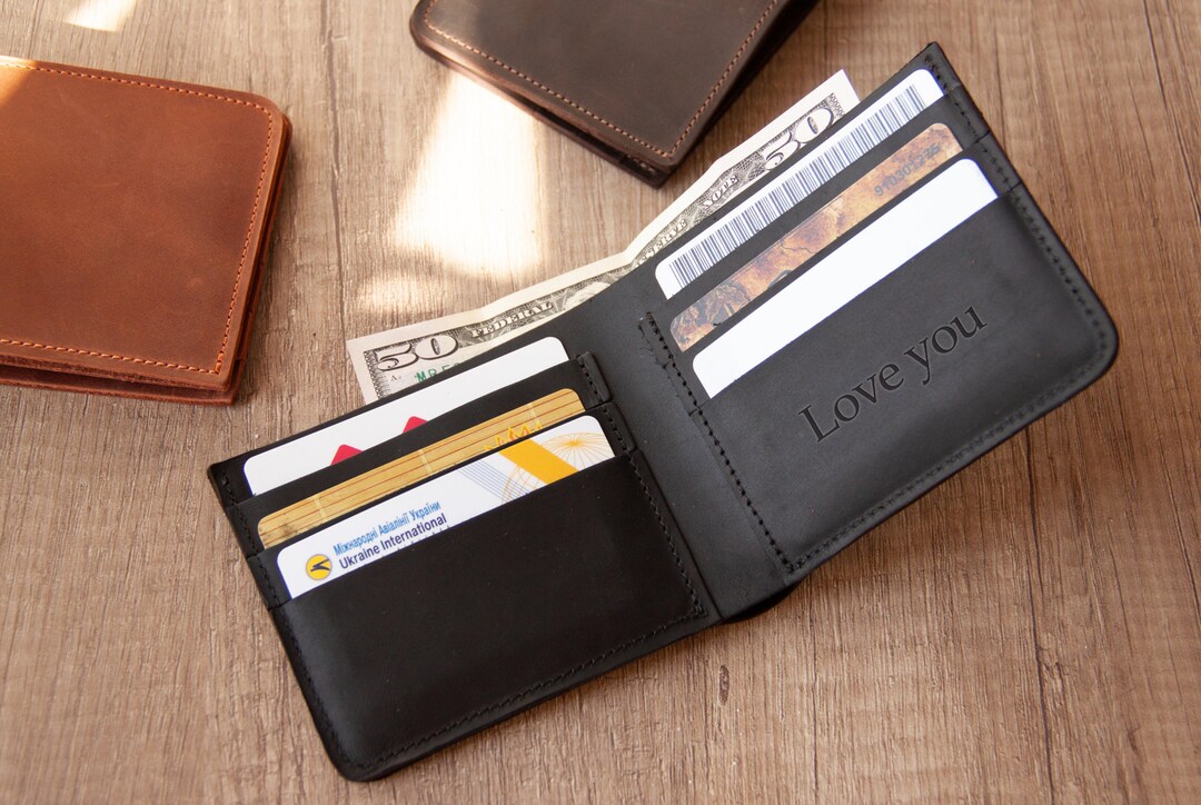 Leather Wallet for Men Engraved, Mens Wallet Leather Handmade, Leather ...