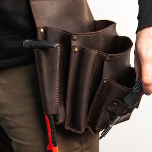 Professional Carpenter Leather Tool Belt,tool Belt With Suspenders,tool Belt Pouch,handmade Tool ...