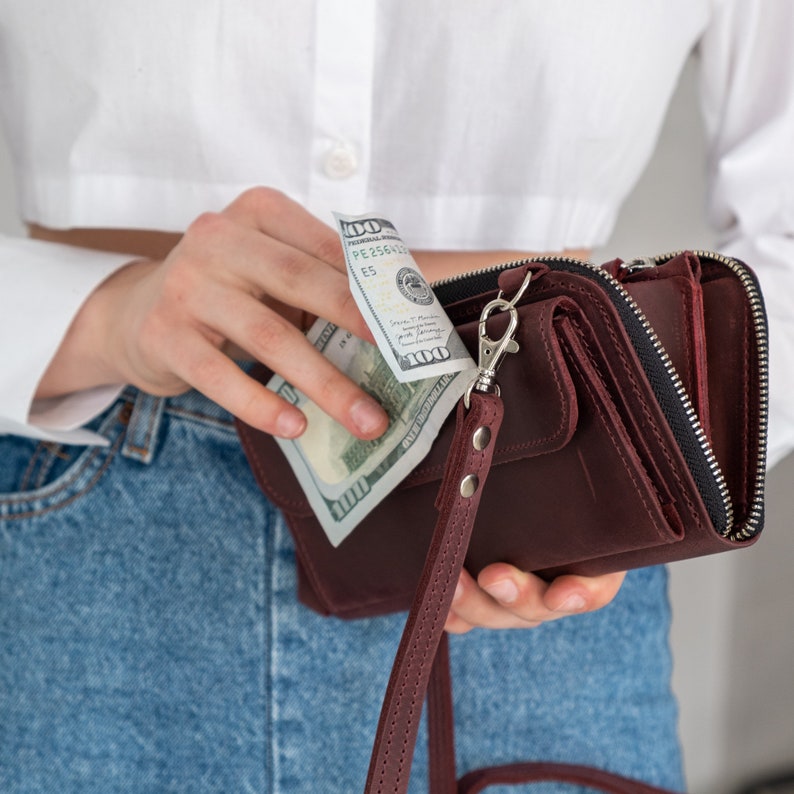 Leather Phone Wallet Crossbody Leather Iphone Wallet Leather - Etsy