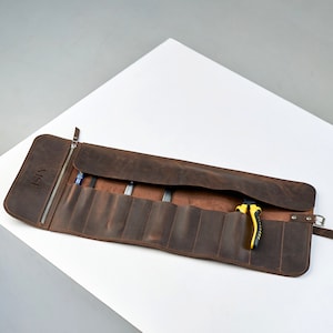 Personalized Leather Tool Roll Organizer, Custom Leather Tool Pouch ...
