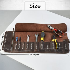 Personalized Leather Tool Roll Organizer, Custom Leather Tool Pouch ...