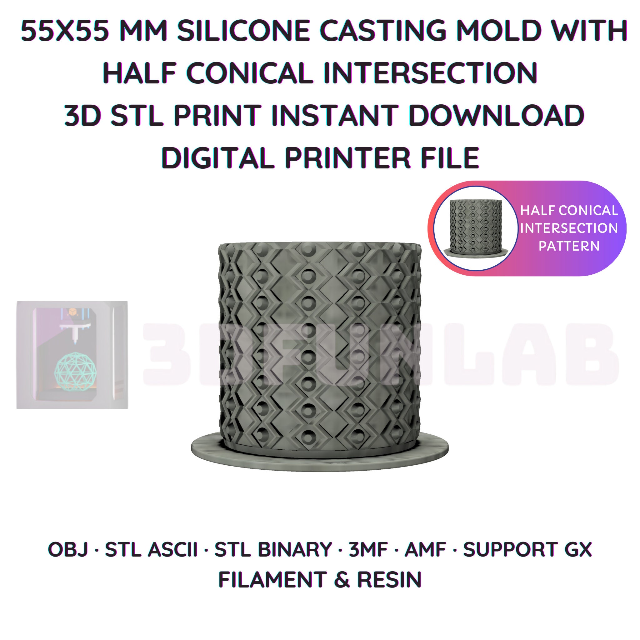 NO.2 55x55, Silicone Casting Mold With Half Conical Intersection ...