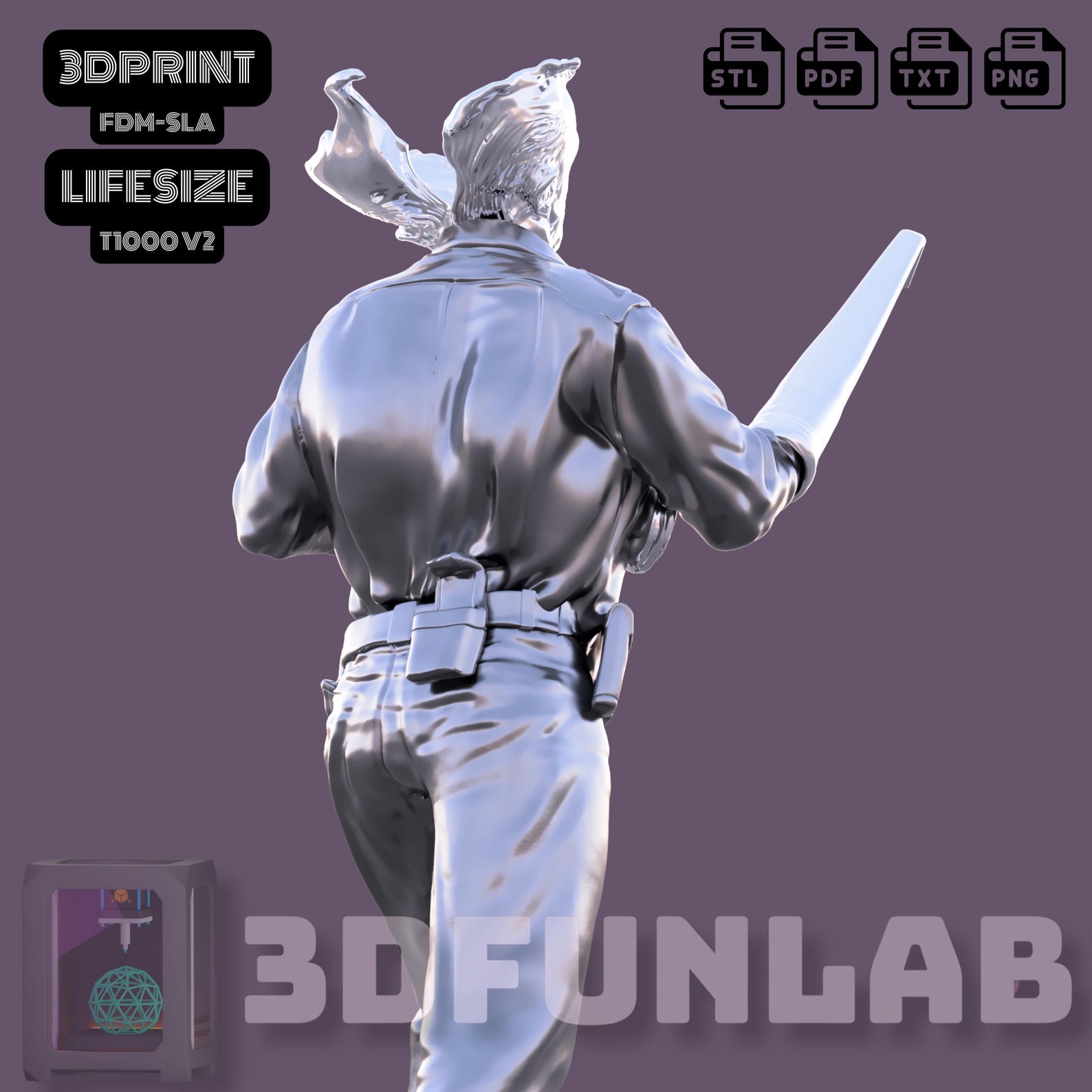 Terminator T1000 V2, 3D Figurine, Real Details, Life Size, Professional ...