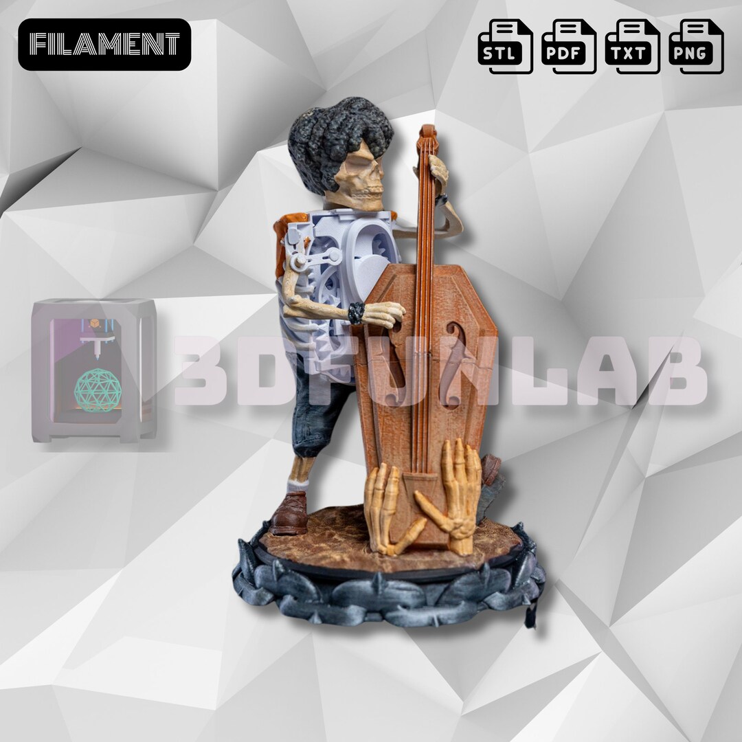 Skeleton Cellist Model, 3D STL File, Mechanical Figurine for Cello ...