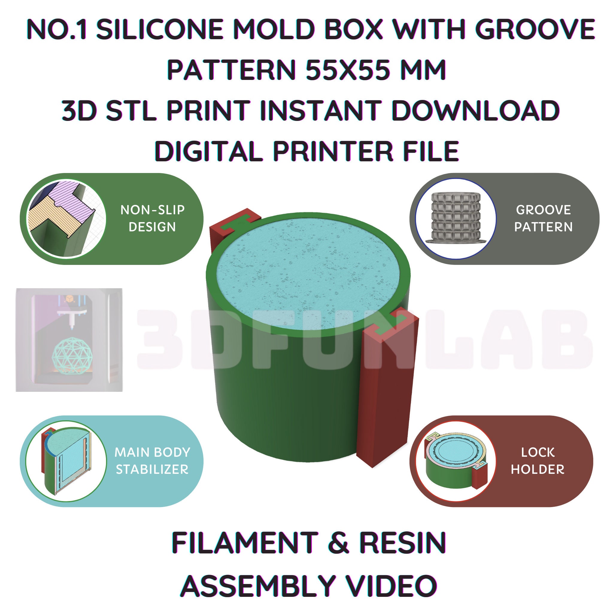 NO.1, Silicone Mold Making Box With Groove Pattern, Digital Stl Printer ...