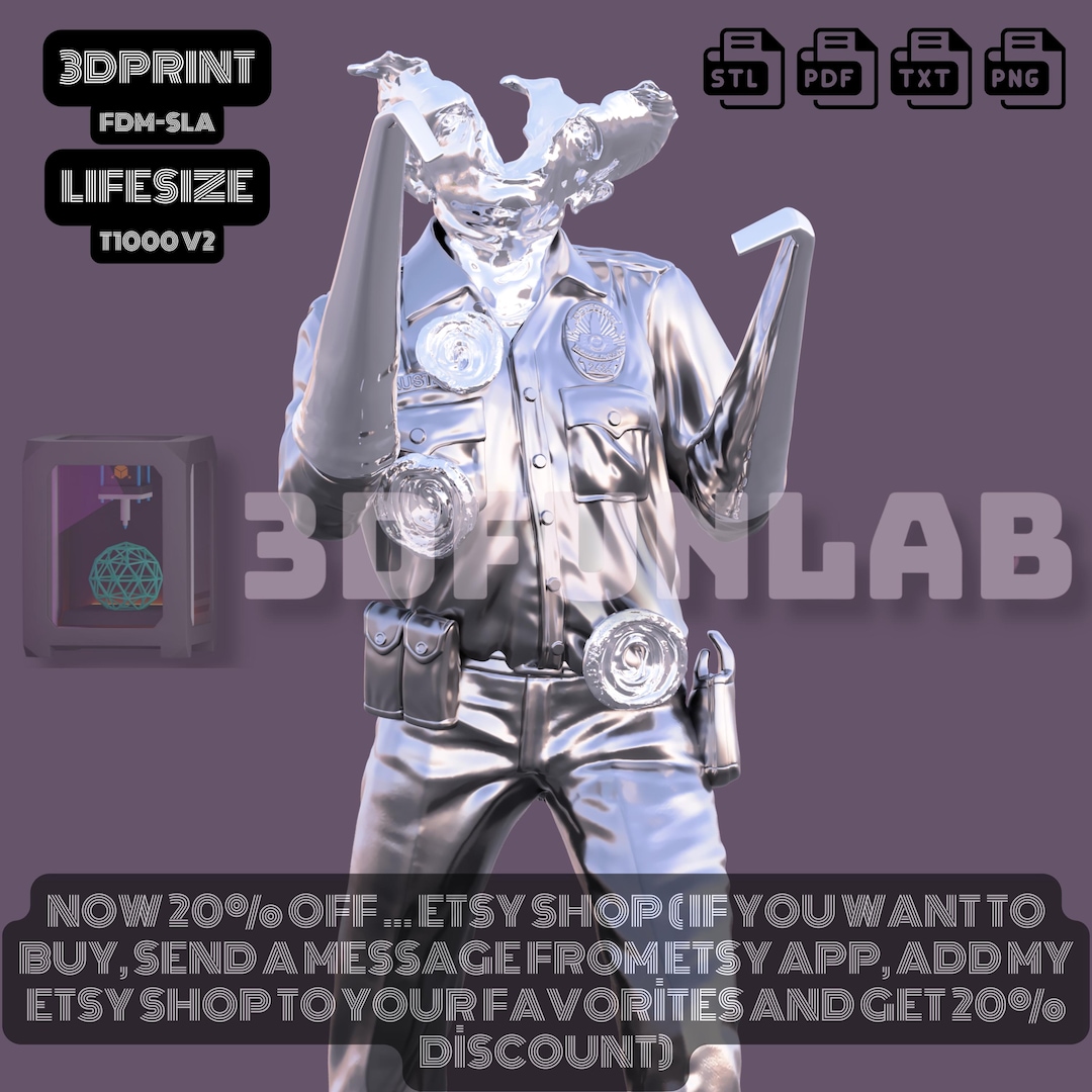 Terminator T1000 V2, 3D Figurine, Real Details, Life Size, Professional ...