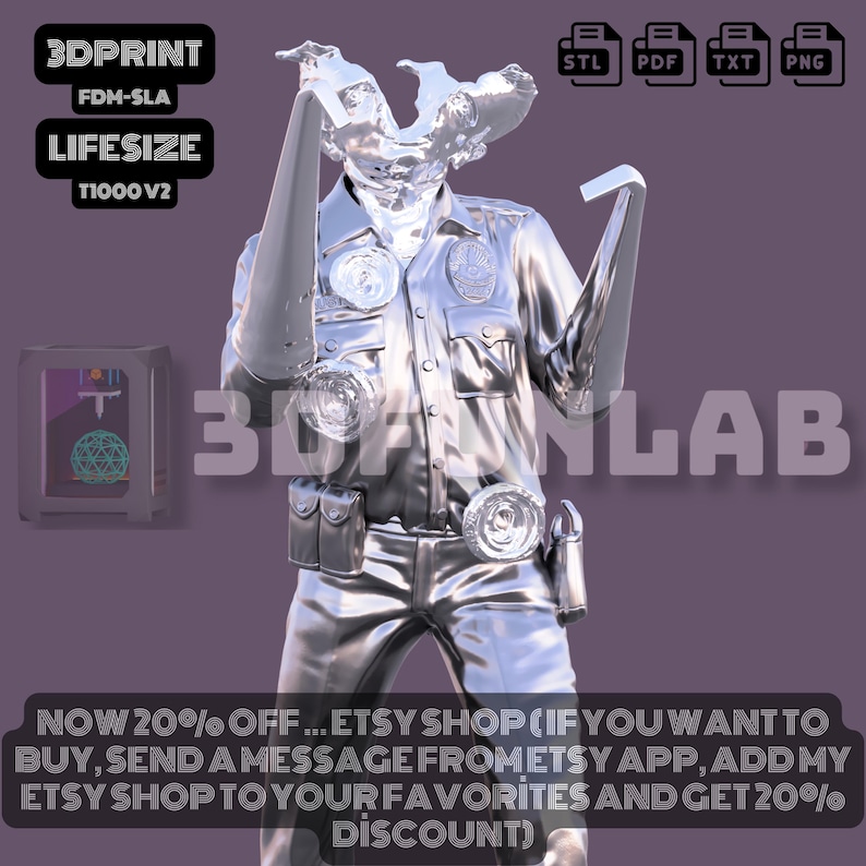 Terminator T1000 V2, 3D Figurine, Real Details, Life Size, Professional ...