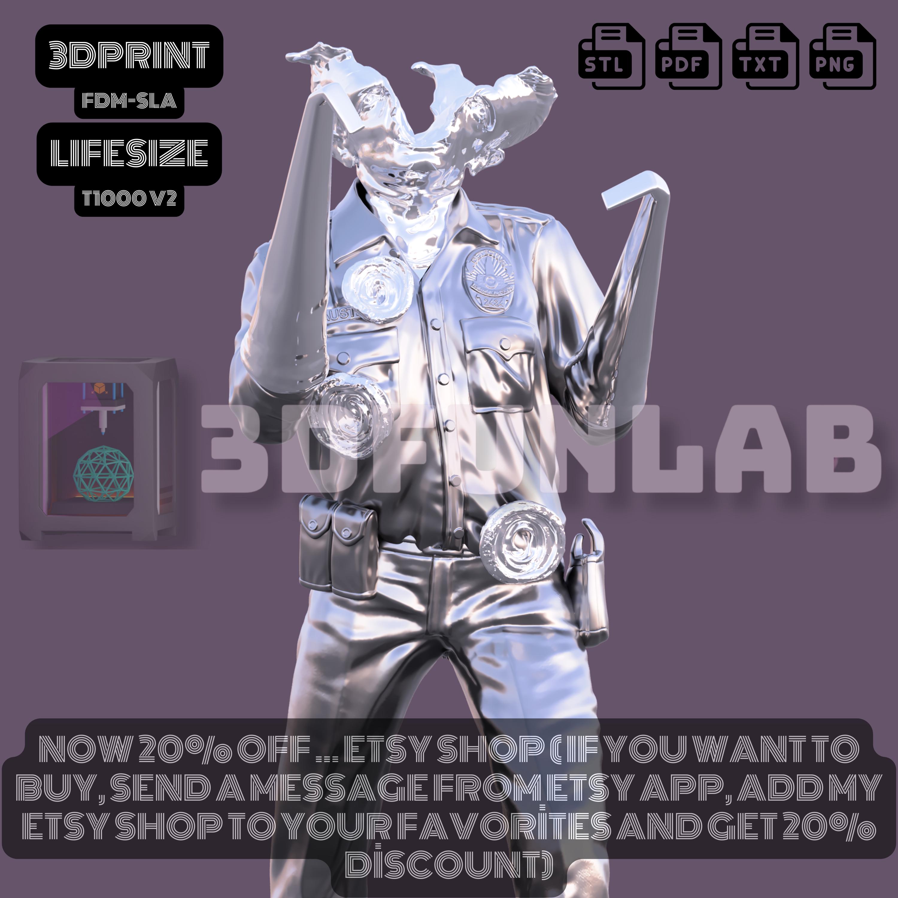 Terminator T1000 V2, 3D Figurine, Real Details, Life Size, Professional ...