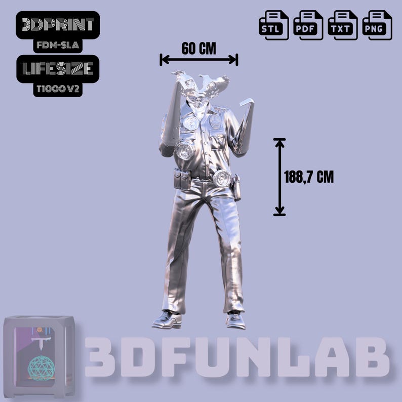 Terminator T1000 V2, 3D Figurine, Real Details, Life Size, Professional ...