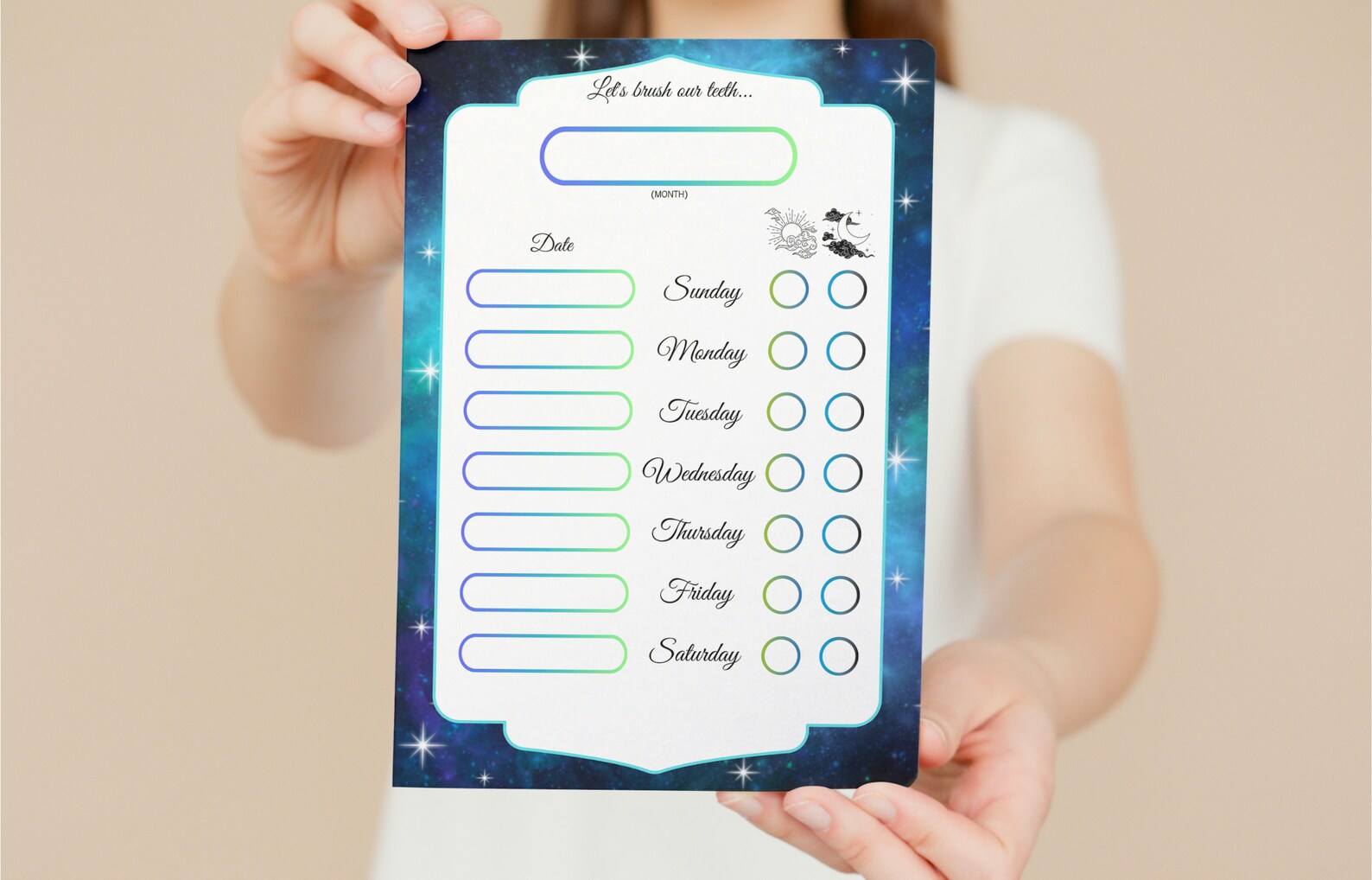 Printable Galaxy Tooth Brushing Tracker Chart for Boys and Girls (4 ...