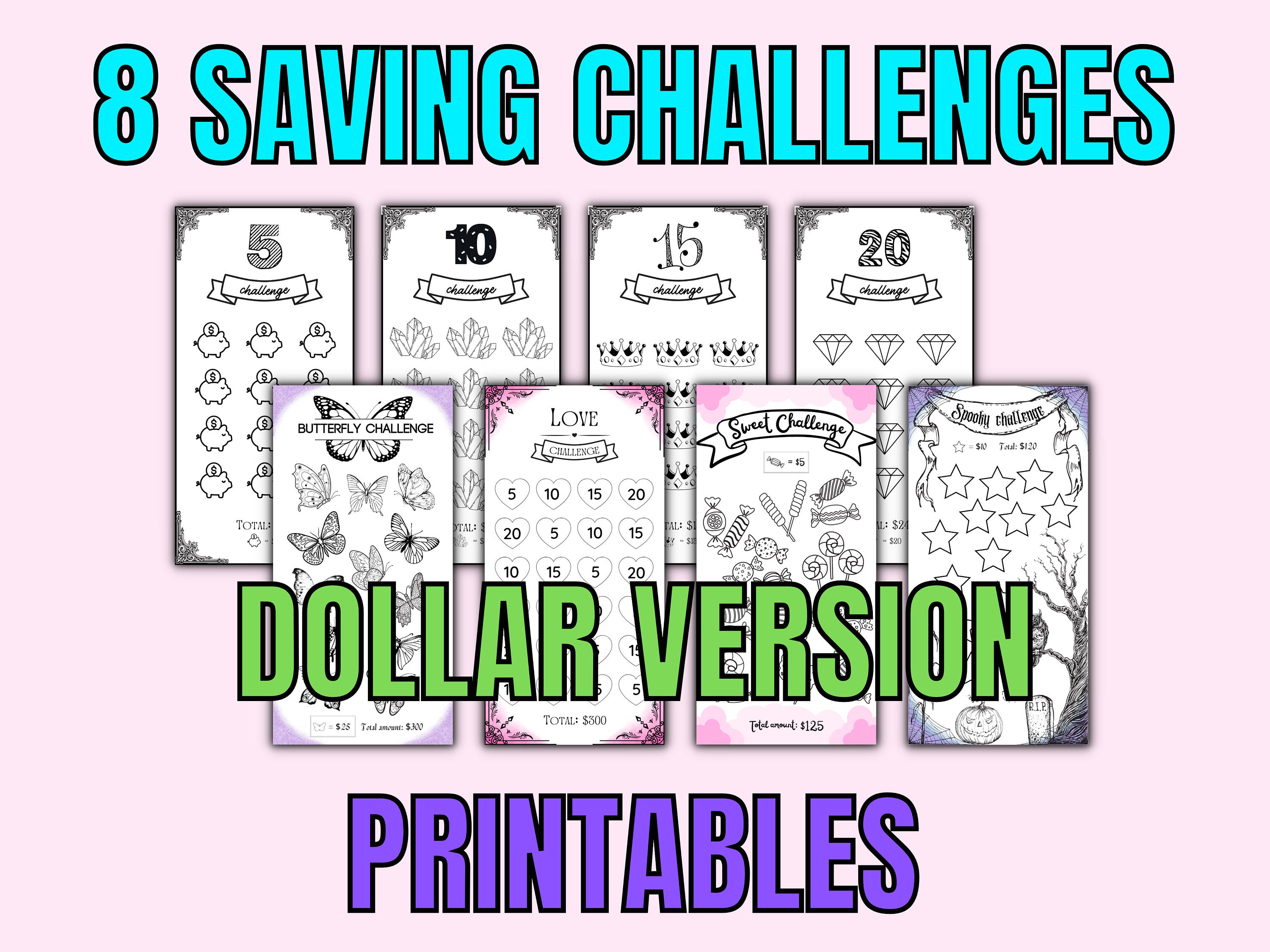 Printable / Savings Challenge Bundle / 8 Different Challenges - Etsy