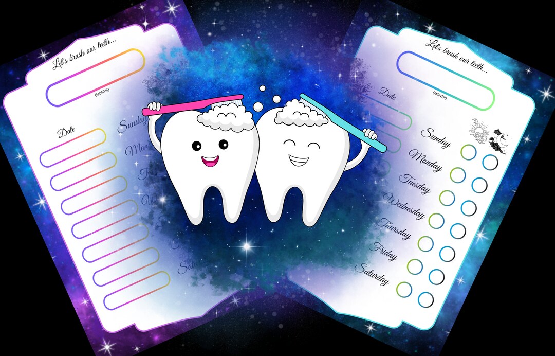 Printable Galaxy Tooth Brushing Tracker Chart for Boys and Girls (4 ...