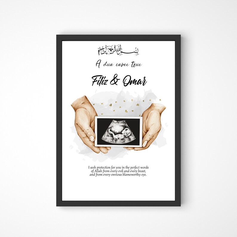 Muslim Pregnancy Announcement, Muslim Family Portrait, Islamic Gift ...