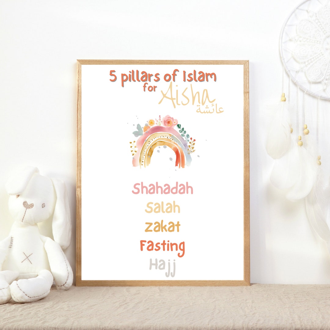 5 Pillars of Islam Print for Girls Islamic Nursery Poster - Etsy