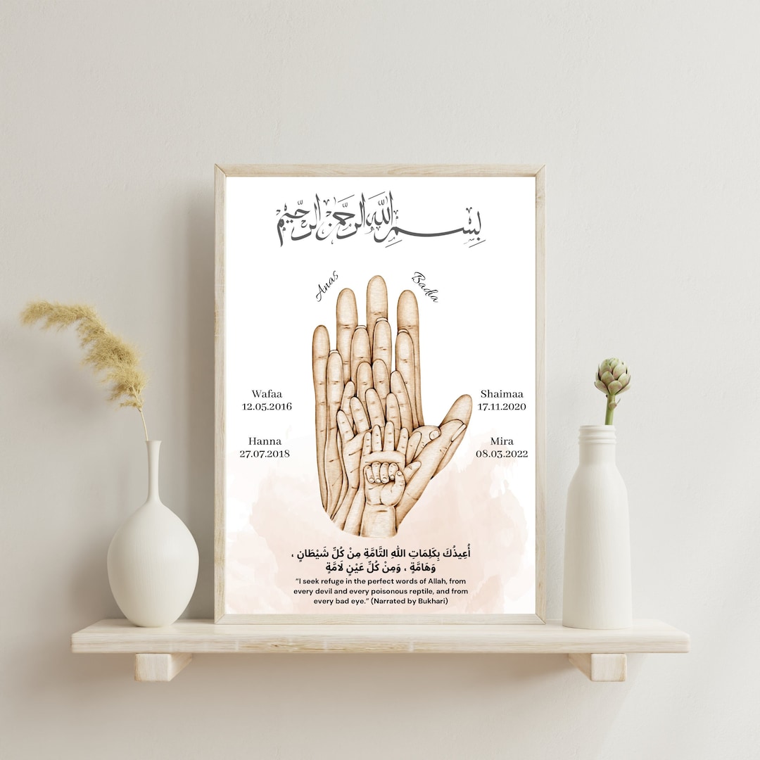Family Hands Poster Islamic, Hands Poster Personalized, Wall Art With ...