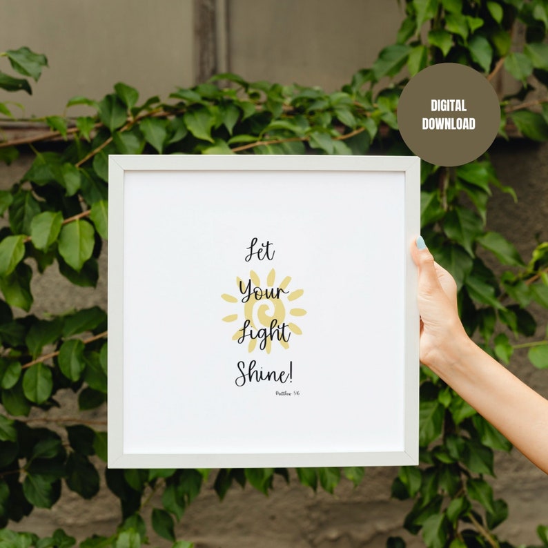 Let Your Light Shine| Bible Verse Wall Printable| Minimalist| Christian ...