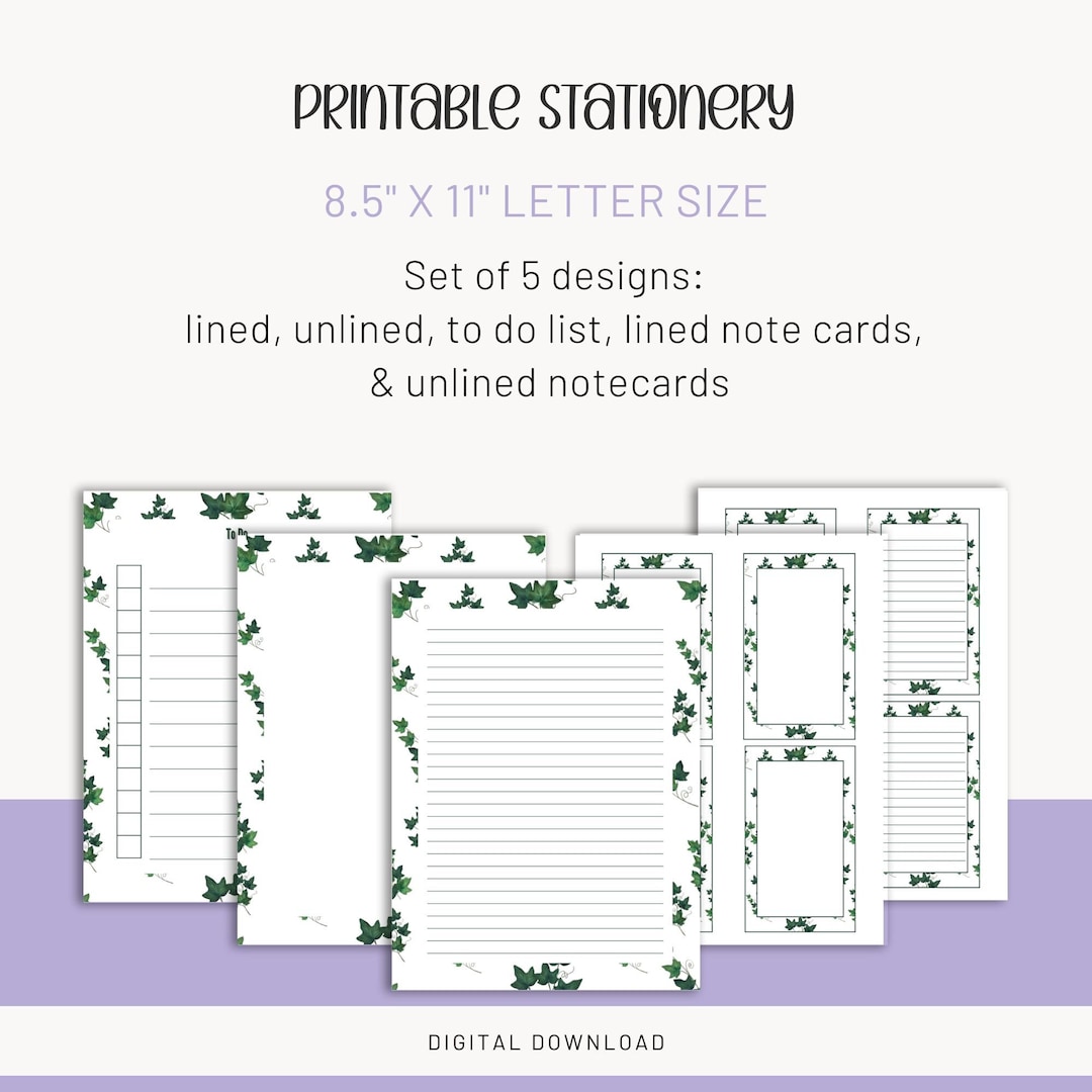 PRINTABLE Stationery | Ivy Printable Stationery | Writing Paper ...