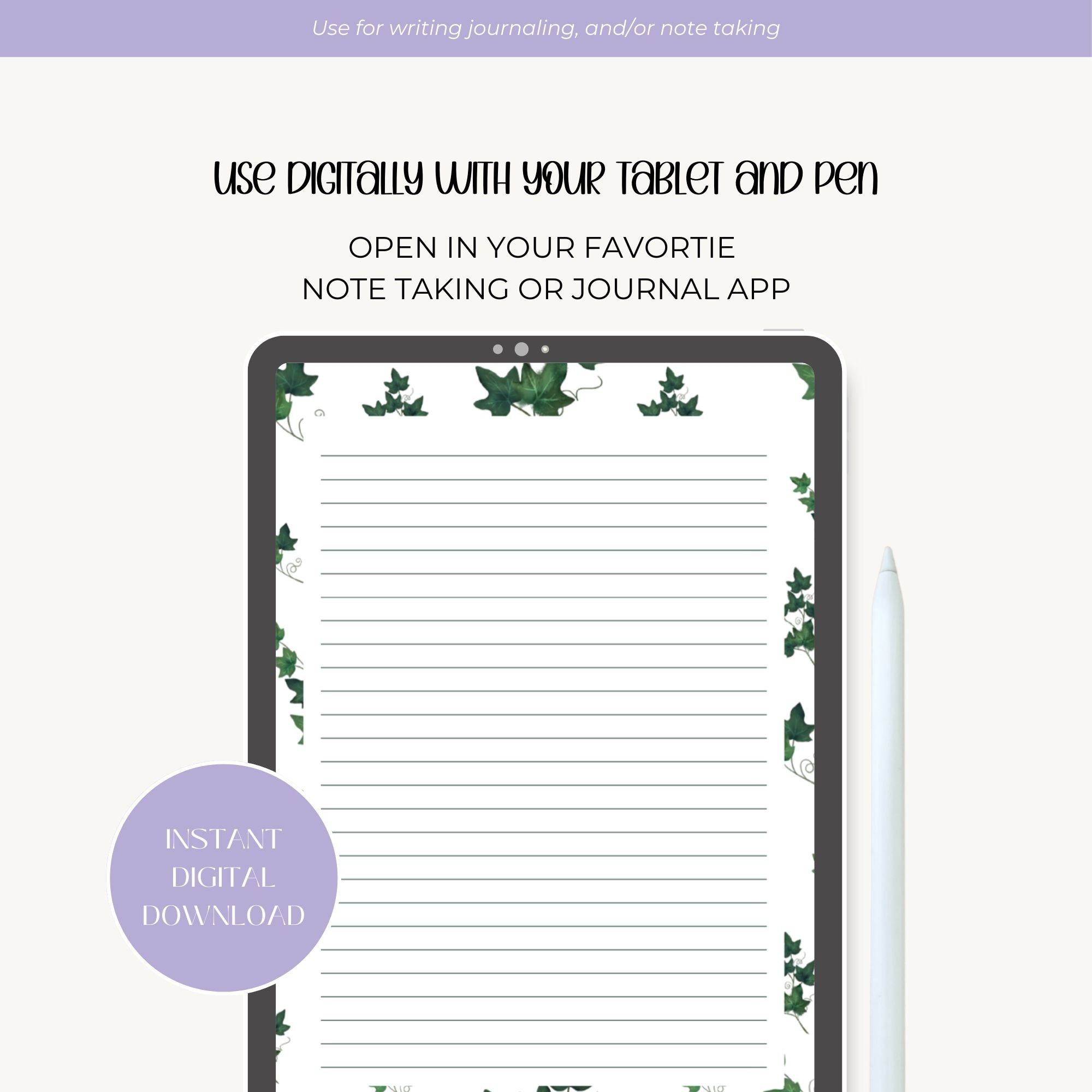 PRINTABLE Stationery Ivy Printable Stationery Writing Paper Journal ...