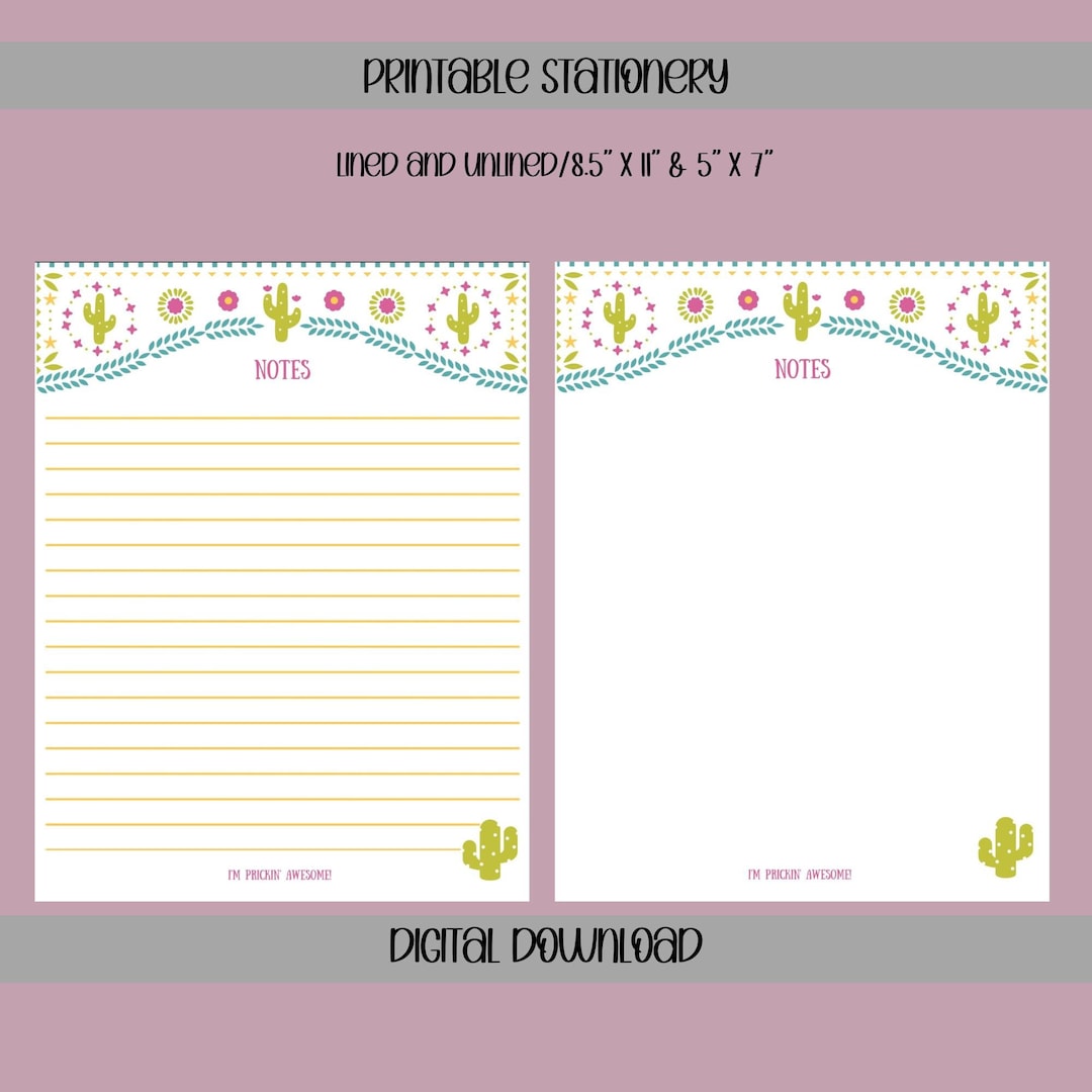 Printable Stationery | Printable Notepad Paper | Cactus Printable | I'm ...