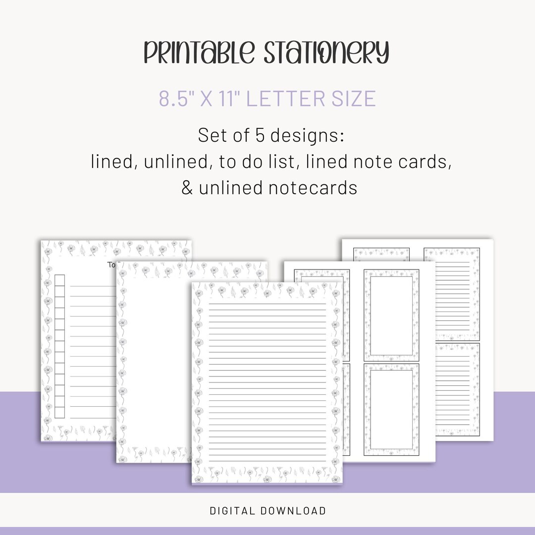 PRINTABLE Stationery | Poppy Printable Stationery | Writing Paper ...