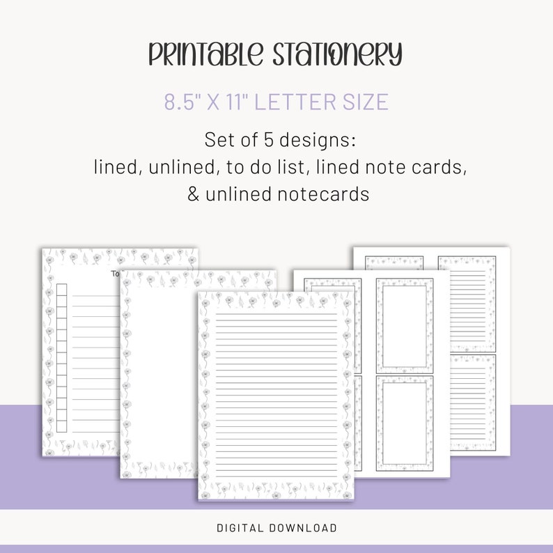 PRINTABLE Stationery Poppy Printable Stationery Writing Paper Journal ...