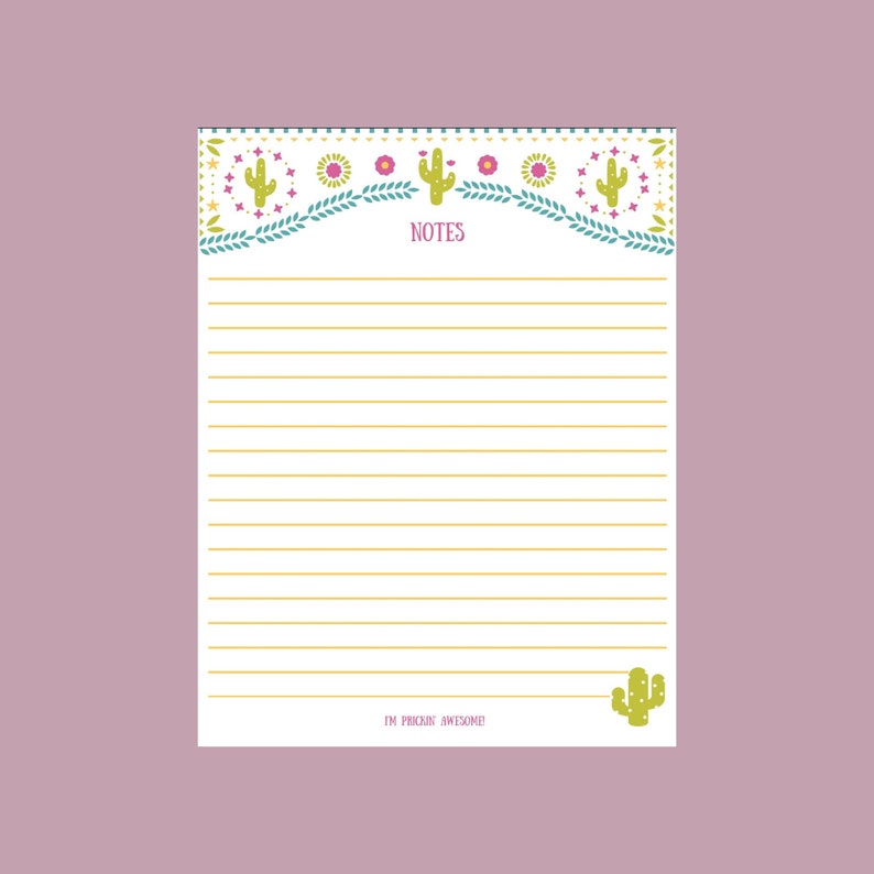 Printable Stationery Printable Notepad Paper Cactus - Etsy