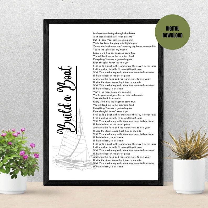 Build a Boat Lyric Printable | Colton Dixon | Christian Wall Art ...