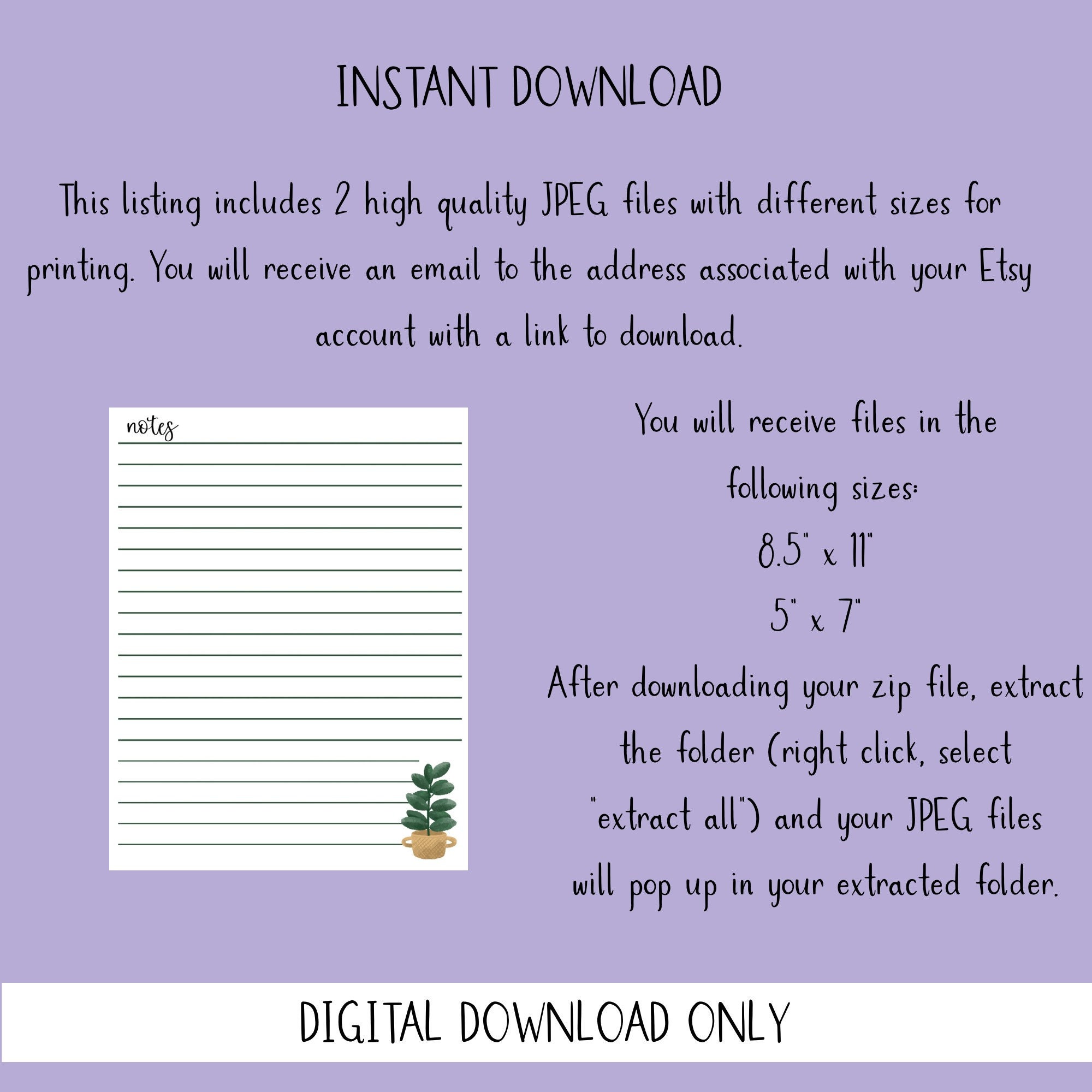Plant Printable Stationery | Printable Notepad Paper | Digital Writing ...