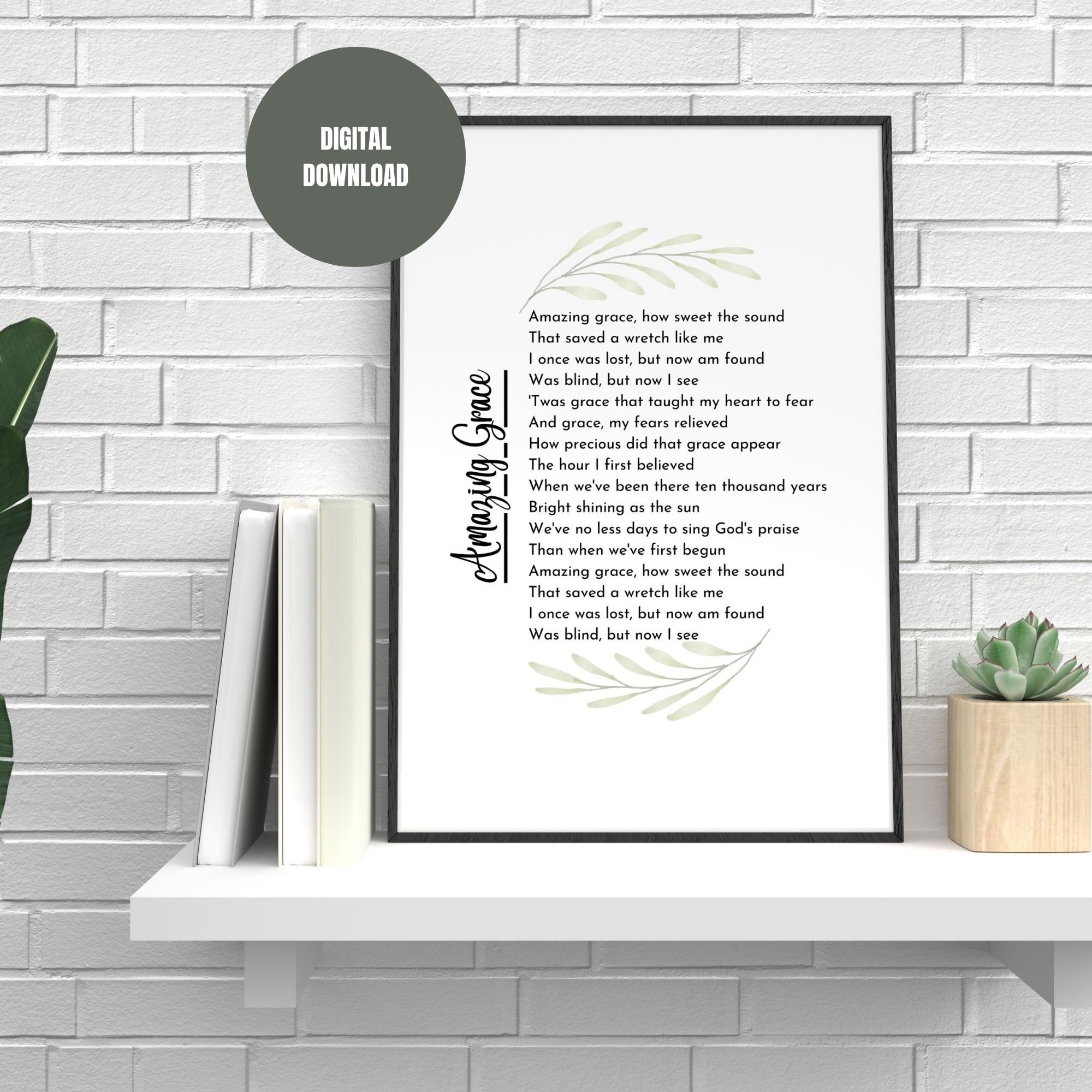Amazing Grace Printable Christian Wall Art Digital File - Etsy