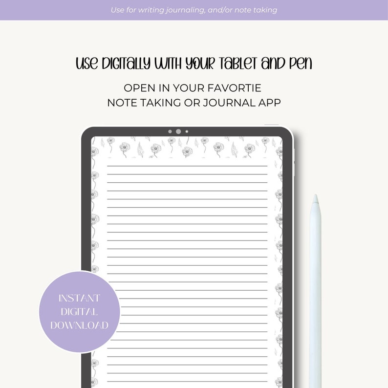 PRINTABLE Stationery Poppy Printable Stationery Writing Paper Journal ...