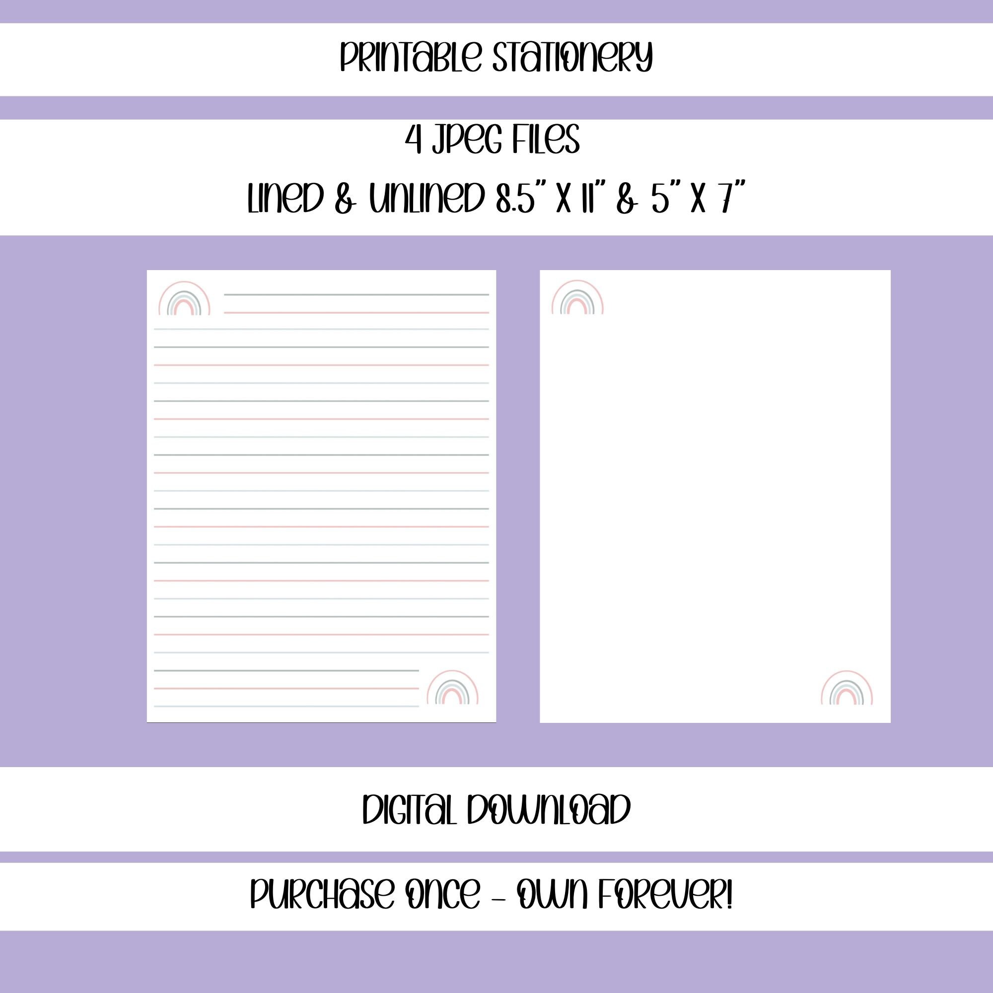 Printable Stationery | Boho Rainbow Printable Notepad Paper | Digital ...